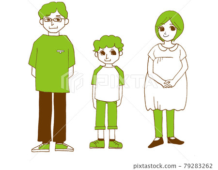 Family of 3 3 colors green - Stock Illustration [79283262] - PIXTA