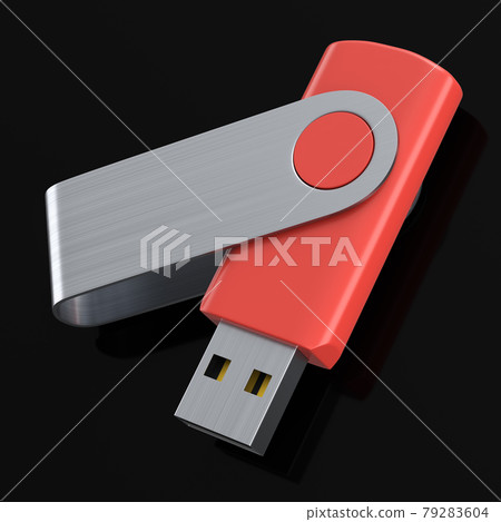 Portable red USB flash drive stick for... - Stock Illustration ...
