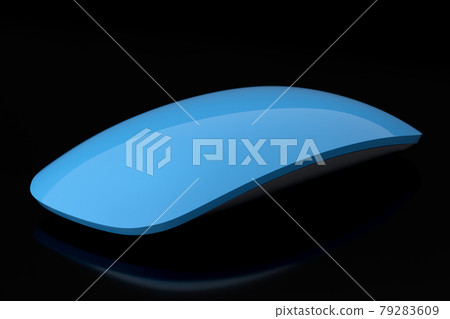 Realistic blue wireless computer mouse with... - Stock Illustration ...