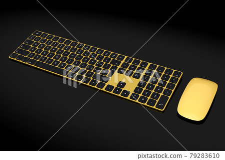 Modern gold aluminum computer keyboard and... - Stock Illustration ...