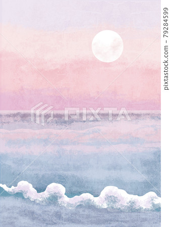 Boho Sea Beach with Waves Print. Abstract... - Stock Illustration ...