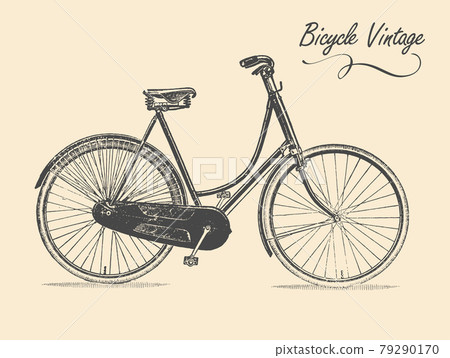 Old classic vintage bicycle. Vector - Stock Illustration [79290170] - PIXTA
