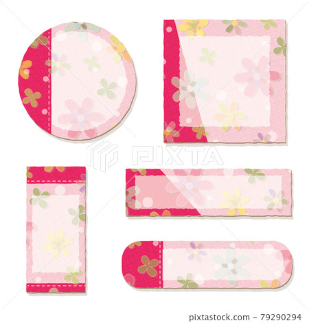 Applique-style floral label frame pink - Stock Illustration [79290294 ...