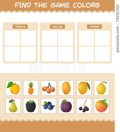 Find the same colors of fruits. Searching and... - Stock Illustration ...