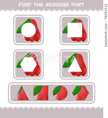 Find the missing parts of cartoon rose apple.... - Stock Illustration ...