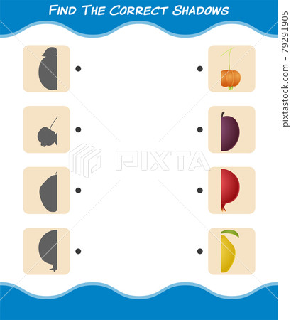 Find the correct shadows of cartoon fruits.... - Stock Illustration ...