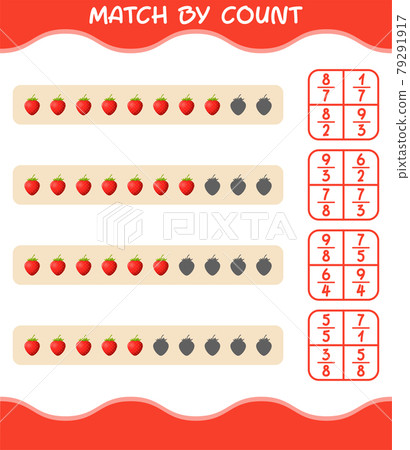 Match by count of cartoon strawberry. Match and... - Stock Illustration ...
