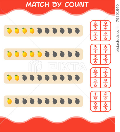 Match by count of cartoon lemon. Match and... - Stock Illustration ...