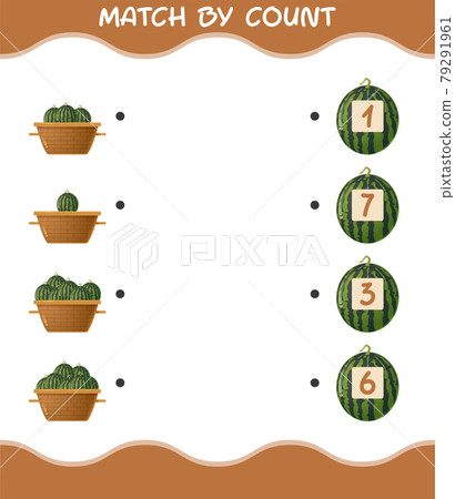 Match by count of cartoon watermelon. Match and... - Stock Illustration ...