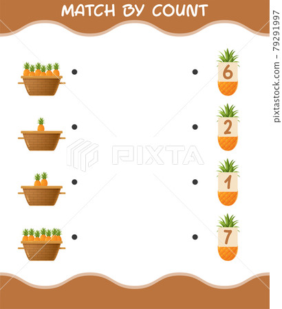 Match by count of cartoon pineapple. Match and... - Stock Illustration ...