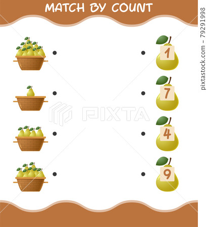 Match by count of cartoon pear. Match and count... - Stock Illustration ...