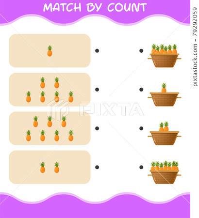 Match by count of cartoon pineapple. Match and... - Stock Illustration ...