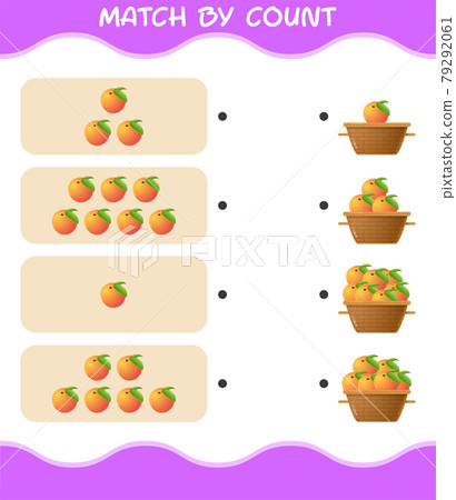 Match by count of cartoon peach. Match and... - Stock Illustration ...