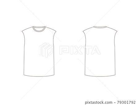 Round neck T-shirt Sleeveless template Front... - Stock Illustration ...