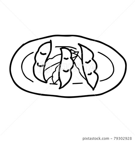 Line drawing illustration of edamame on a plate - Stock Illustration ...