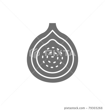 Vector fig, guava, exotic fruit gray icon. - Stock Illustration ...