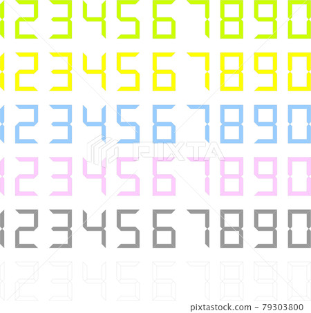 Colorful digital numbers yellow green and... - Stock Illustration ...