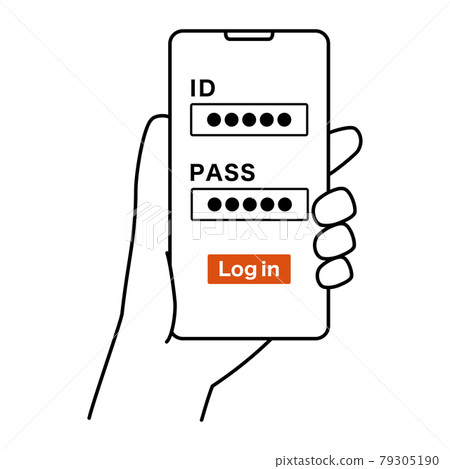 Illustration of smartphone on login screen Line... - Stock Illustration ...