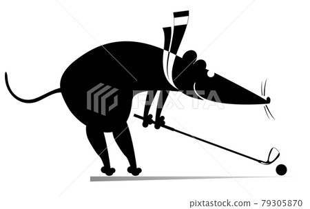 Cartoon rat or mouse plays golf illustration. ... - Stock Illustration ...