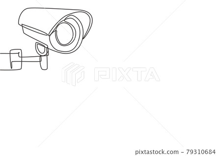 Single continuous line drawing cctv with a... - Stock Illustration ...