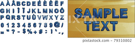blue letters retro comic alphabet text... - Stock Illustration ...