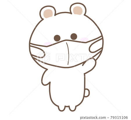 Waving white bear / mask - Stock Illustration [79315106] - PIXTA