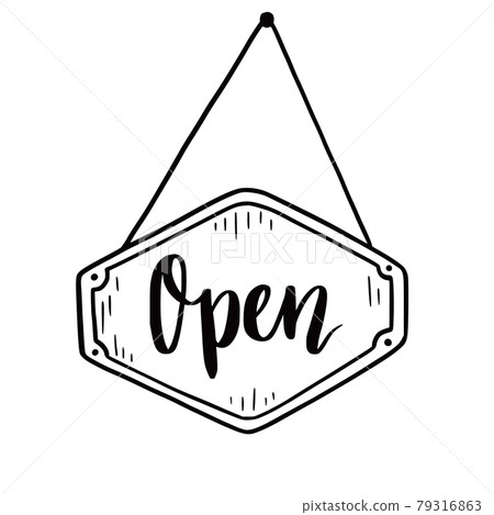 Hand drawn open sign. Doodle - Stock Illustration [79316863] - PIXTA