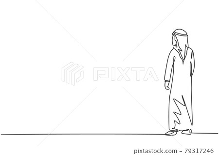 Single one line drawing of young Arabic... - Stock Illustration ...