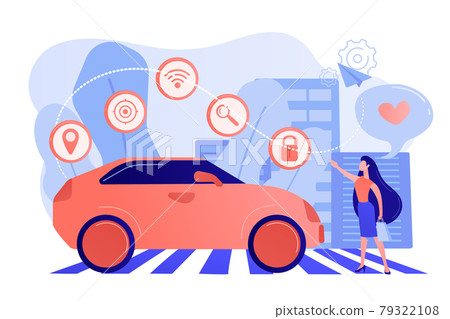 Autonomous car concept vector illustration. - Stock Illustration ...