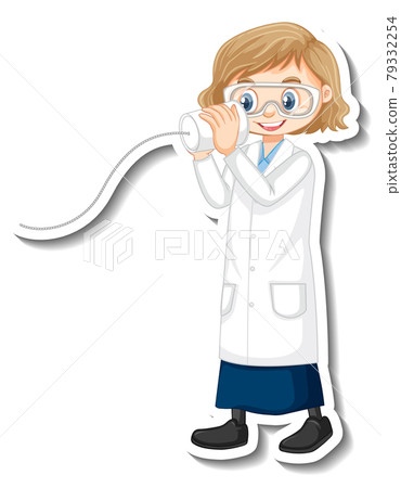 Scientist girl cartoon character with science... - Stock Illustration ...