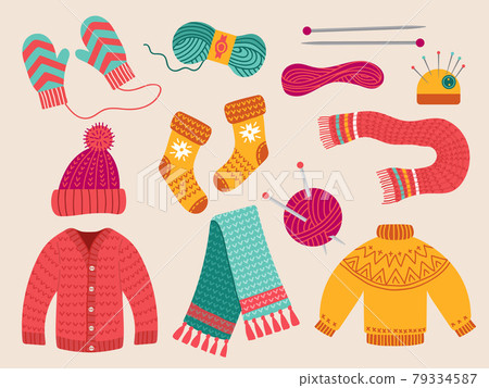 Wool clothes. Fabric woolen fashion colorful... - Stock Illustration ...