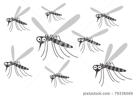 Horde of mosquitoes (manga-style vector... - Stock Illustration ...