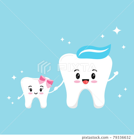 Happy smiling teeth family isolated on blue... - Stock Illustration ...
