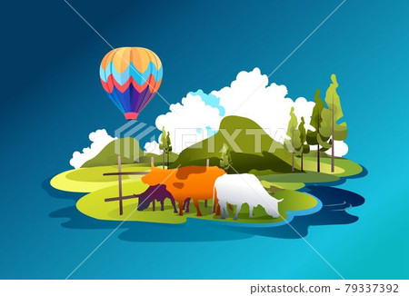 rural landscape summer ecologically clean pastures - Stock Illustration ...