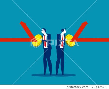 Team use gold coin as a shield to reflect red... - Stock Illustration ...