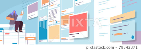 developer using smartphone creating mobile app... - Stock Illustration [79342371] - PIXTA