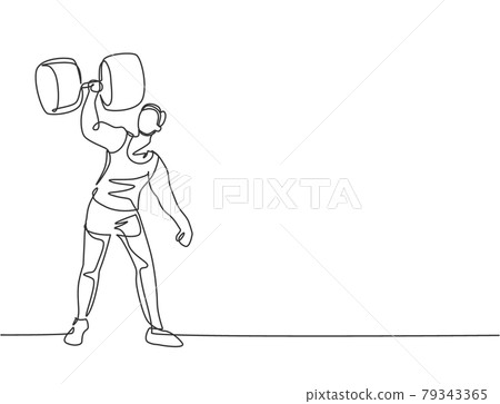 Single continuous line drawing strong people... - Stock Illustration ...