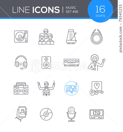 Music - modern line design style icons set - Stock Illustration ...