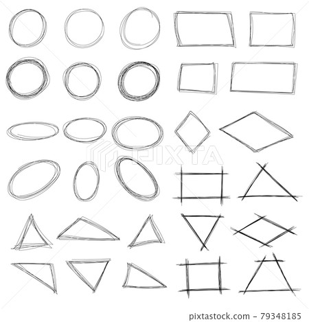 Highlight scribble frame of different shapes -...-插圖素材 [79348185] - PIXTA圖庫