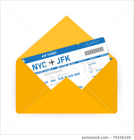 Yellow realistic envelope and two red airline... - Stock Illustration ...