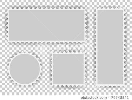 Set of postage stamp, collection square, circle...-插圖素材 [79348841 ...