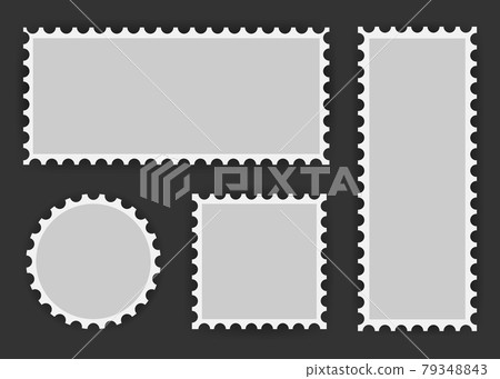 Set of postage stamp, collection square, circle... - Stock Illustration ...