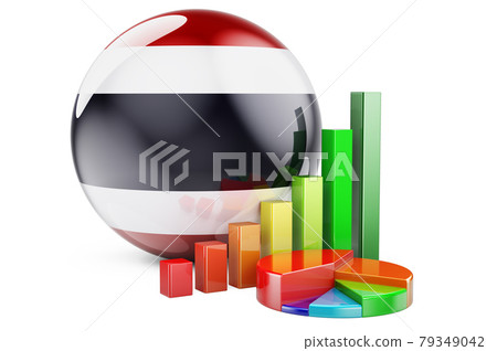Thai flag with growth bar graph and pie chart.... - Stock Illustration ...