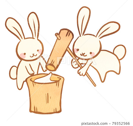 Cute illustration of rabbit rice cake - Stock Illustration [79352566 ...