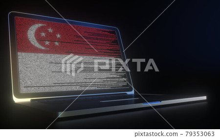 Flag of Singapore made with computer code on... - Stock Illustration ...