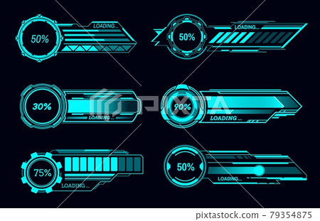 HUD loading bars, SCI FI digital user interface - Stock Illustration ...