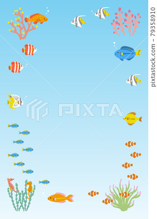 Tropical fish frame background material vertical - Stock Illustration ...