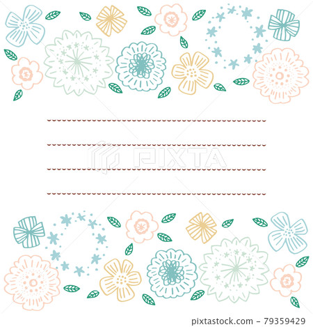 Light blue flower letter frame - Stock Illustration [79359429] - PIXTA