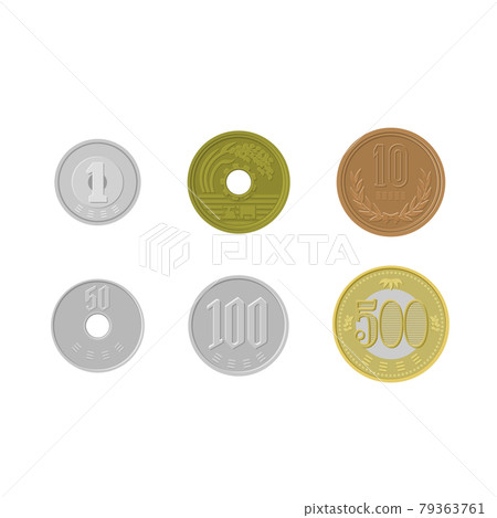 Japanese Yen coin illustration set (front) - Stock Illustration ...
