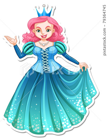 Beautiful queen cartoon character sticker - Stock Illustration ...
